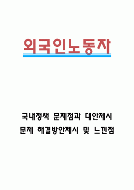 외국인노동자 증가원인 / 우리나라 외국인노동자 정책의 문제점과 대안제시 / 해외정책사례분석 / 외국인노동자 문제 해결방안 제시 및 느낀점-1페이지