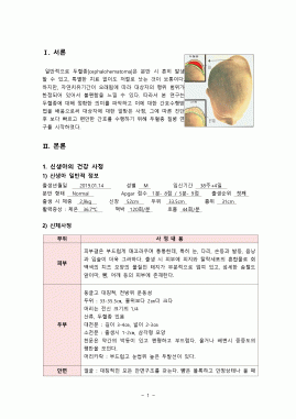 꼼꼼한 케이스 간호학과 아동간호 실습 신생아실 케이스 두혈종/ 잦은 역류와 관련된 흡인의 위험-1페이지