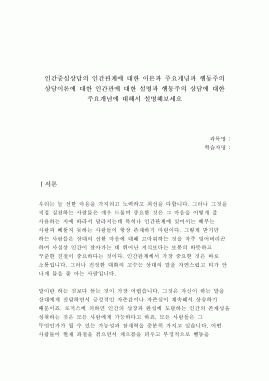 인간중심상담의 인간관계에 대한 이론과 주요개념과 행동주의 상담이론에 대한 인간관에 대한 설명과 행동주의 상담에 대한 주요개념에 대해서 설명해보세요-1페이지