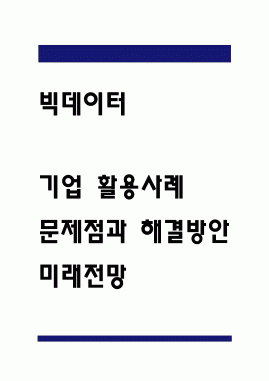 빅데이터 기업 활용사례(애플,구글,아마존,포스코) 연구 및 빅데이터 분석기법 연구 및 빅데이터 문제점과 해결방안 제시 및 미래전망 연구-1페이지