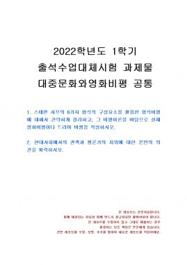 2022년 1학기 대중문화와영화비평 출석수업대체시험 과제물(스테판 샤프의 8가지)-1페이지