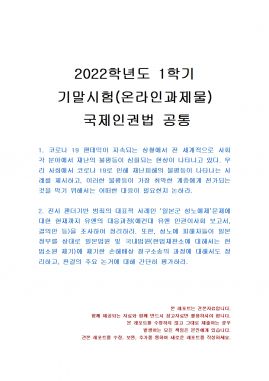 2022년 1학기 국제인권법 기말시험 과제물(코로나19로 인해 재난피해 사례 등)-1페이지