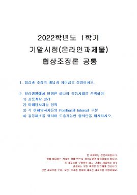 2022년 1학기 협상조정론 기말시험 과제물(협상과 조정의 개념과 차이점 등)-1페이지