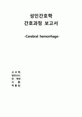 뇌출혈 간호과정(진단 2개)-1페이지