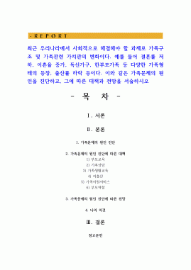 최근 우리나라에서 사회적으로 해결해야 할 과제로 가족구조 및 가족관련 가치관의 변화이다-1페이지