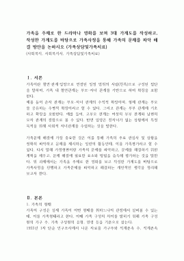 가족을 주제로 한 드라마나 영화를 보며 3대 가계도를 작성하고, 작성한 가계도를 바탕으로 가족사정을 통해 가족의 문제를 파악 해결 방안을 논하시오 (가족상담및가족치료)-1페이지