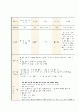 [보육실습] 올데이 활동계획안 몸에 좋은 음식을 찾아라 (만5세, 여름철 건강과 안전)-1페이지