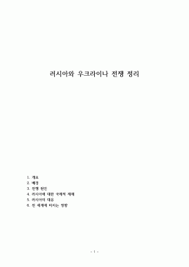 러시아와 우크라이나 전쟁 정리-1페이지