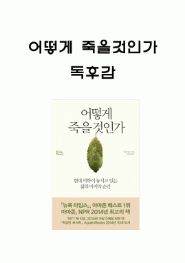 어떻게 죽을것인가 책소개 및 가장 인상깊었던 구절과 어떻게 죽을것인가 작가의 메시지분석 및 읽고 느낀점 - 어떻게 죽을것인가 독후감,서평-1페이지