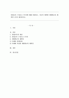 통합교육 구성요소 7가지에 대해 설명하고, 자신이 계획한 개별화교육 계획안 1가지 제시하시오.-1페이지