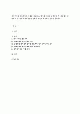 잔여주의와 제도주의의 차이를 설명하고, 한가지 사례를 선택하여, 두 관점에서 분석하고, 두 가지 사회복지실천 중에서 자신이 지지하는 입장을 논하시오-1페이지