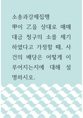 소송과강제집행 =) 甲이 乙을 상대로 매매대금 청구의 소를 제기하였다고 가정할 때, 사건의 배당은 어떻게 이루어지는지에 대해 설명하시오-1페이지