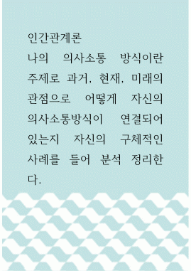 인간관계론 ) 나의 의사소통 방식이란 주제로 과거, 현재, 미래의 관점으로 어떻게 자신의 의사소통방식이 연결되어 있는지 자신의 구체적인 사례를 들어 분석 정리한다-1페이지