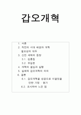 갑오개혁,개혁 필요성,신진 세력,갑오개혁의 의의-1페이지