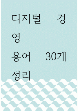 디지털 경영 ) 용어 30개 정리-1페이지