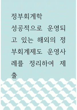 정부회계학 ) 성공적으로 운영되고 있는 해외의 정부회계제도 운영사례를 정리하여 제출-1페이지