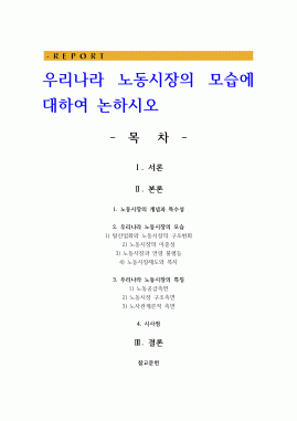 우리나라 노동시장의 모습에 대하여 논하시오-1페이지