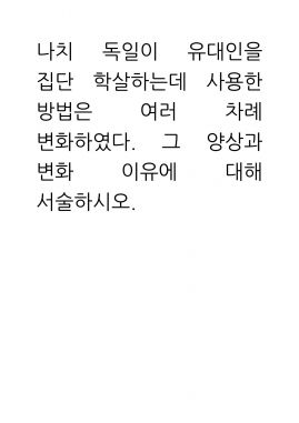 영화속의역사바로읽기 ) 나치 독일이 유대인을 집단 학살하는데 사용한 방법은 여러 차례 변화하였다-1페이지