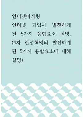 인터넷마케팅 ) 인터넷 기업이 발전하게 된 5가지 융합요소 설명-1페이지