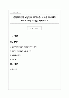 국민기초생활보장법의 부정수급 사례를 제시하고 사례에 대한 의견을 제시-1페이지