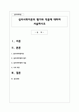 심리사회이론의 평가와 적용에 대하여 서술-1페이지