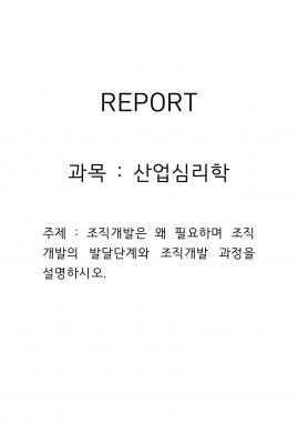 왜 필요하며 조직개발의 발달단계와 조직개발 과정을 설명하시오-1페이지