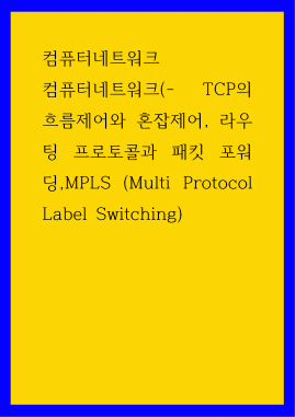 컴퓨터네트워크 ) 컴퓨터네트워크( TCP의 흐름제어와 혼잡제어, 라우팅 프로토콜과 패킷 포워딩,MPLS (Multi Protocol Label Switching)-1페이지