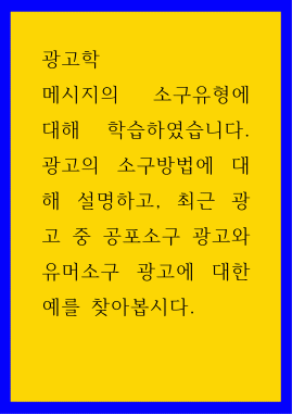 광고학 ) 메시지의 소구유형에 대해 학습하였습니다-1페이지