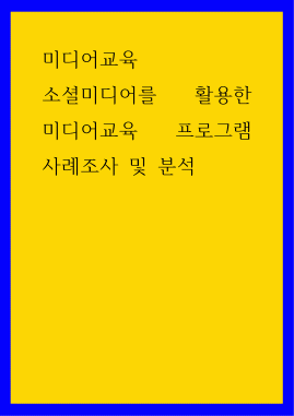 미디어교육 ) 소셜미디어를 활용한 미디어교육 프로그램 사례조사 및 분석-1페이지