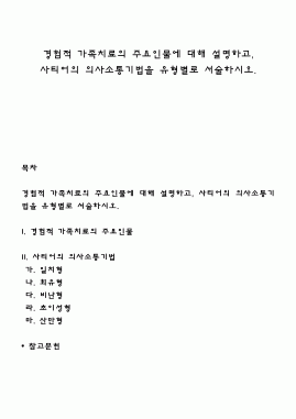 경험적 가족치료의 주요인물에 대해 설명하고, 사티어의 의사소통기법을 유형별로 서술하시오-1페이지