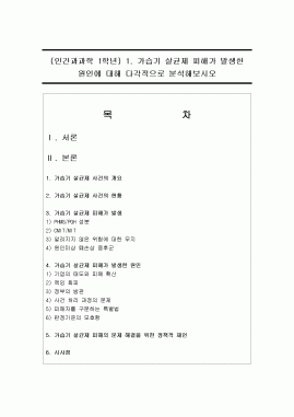 (인간과과학 1학년) 1. 가습기 살균제 피해가 발생한 원인에 대해 다각적으로 분석해보시오-1페이지