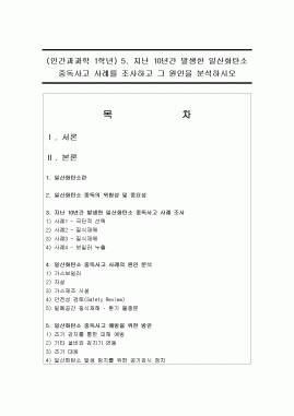 (인간과과학 1학년) 5. 지난 10년간 발생한 일산화탄소 중독사고 사례를 조사하고 그 원인을 분석하시오-1페이지