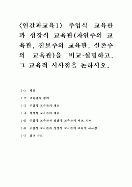 <인간과교육1> 주입식 교육관과 성장식 교육관(자연주의 교육관, 진보주의 교육관, 실존주의 교육관)을 비교설명하고, 그 교육적 시사점을 논하시오. 매슬로우(Maslow)의 욕구위계이론에 대해 설명하고, 그 교육적 시사점을 논하시오.-1페이지