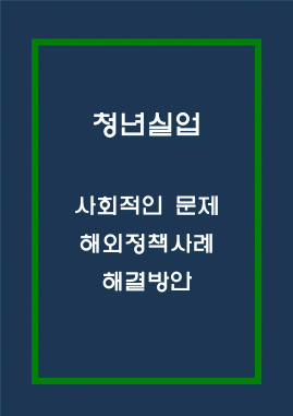 청년실업 사회적 문제와 해외정책사례 분석 및 해결방안 제시-1페이지