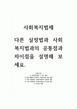 사회복지법제_다른 실정법과 사회복지법과의 공통점과 차이점을 설명해 보세요-1페이지