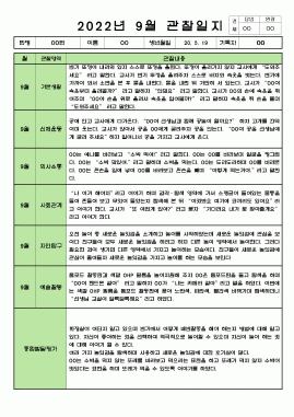 2022년 9월 만1세 관찰일지 5명-1페이지