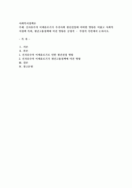 신자유주의 이데올로기가 우리사회 청년실업에 어떠한 영향을 미쳤고 사회복지정책 특히, 청년고용정책에 미친 영향을 긍정적 · 부정적 측면에서 논하시오.-1페이지