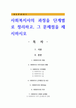 사회복지사의 과정을 단계별로 정리하고, 그 문제점을 제시하시오-1페이지