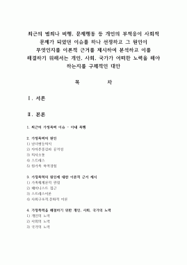 최근의 범죄나 비행, 문제행동 등 개인의 부적응이 사회적 문제가 되었던 이슈를 하나 선정하고 그 원인이 무엇인지를 이론적 근거-1페이지