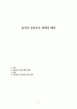 중국의 공동부유 정책과 배경-1페이지