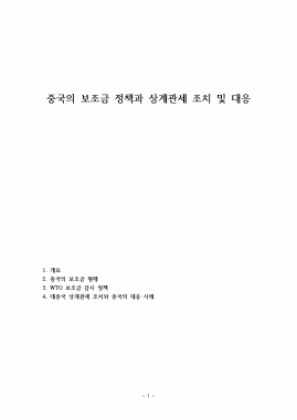 중국의 보조금 정책과 상계관세 조치 및 대응-1페이지