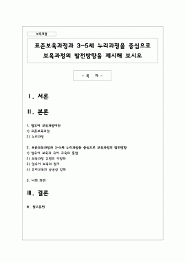 표준보육과정과 3-5세 누리과정을 중심으로 보육과정의 발전방향을 제시해 보시오-1페이지