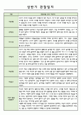 어린이집 3월~8월 만1세 관찰일지 및 1학기 발달 종합평가-1페이지