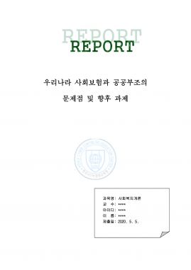 우리나라의 사회보험과 공공부조에 대해 설명하고 그 문제점과 향후과제에 대해 설명하시오.-1페이지