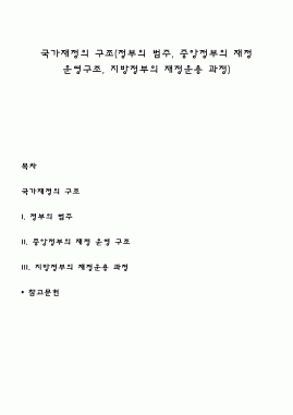 국가재정의 구조(정부의 범주, 중앙정부의 재정 운영구조, 지방정부의 재정운용 과정)-1페이지