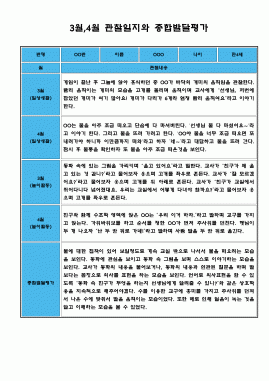 만4세 3월 4월 관찰일지 (일상생활,놀이활동 분류/평가인증 A자료)-1페이지