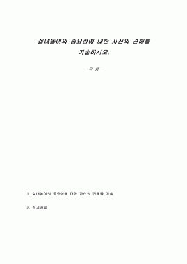 실내놀이의 중요성에 대한 자신의 견해를 기술하시오-1페이지