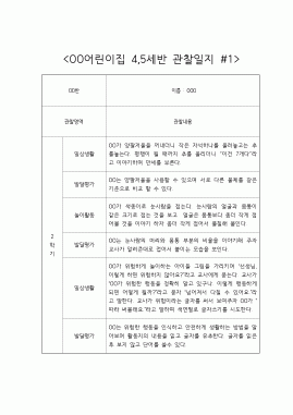 만4세,만5세반 2학기 관찰일지 10명 분량입니다 (발달평가 포함/평가인증 통과)-1페이지