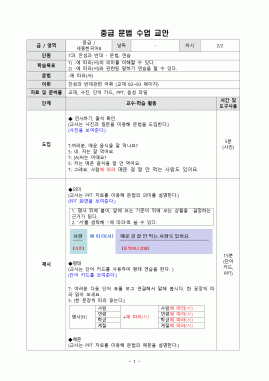 외국어로서의한국어교육실습_중급_모의수업_교안-1페이지