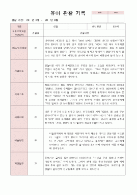 어린이집 유아 관찰 기록 만4세 18명  6월~8월(평가제통과 어린이집)-1페이지